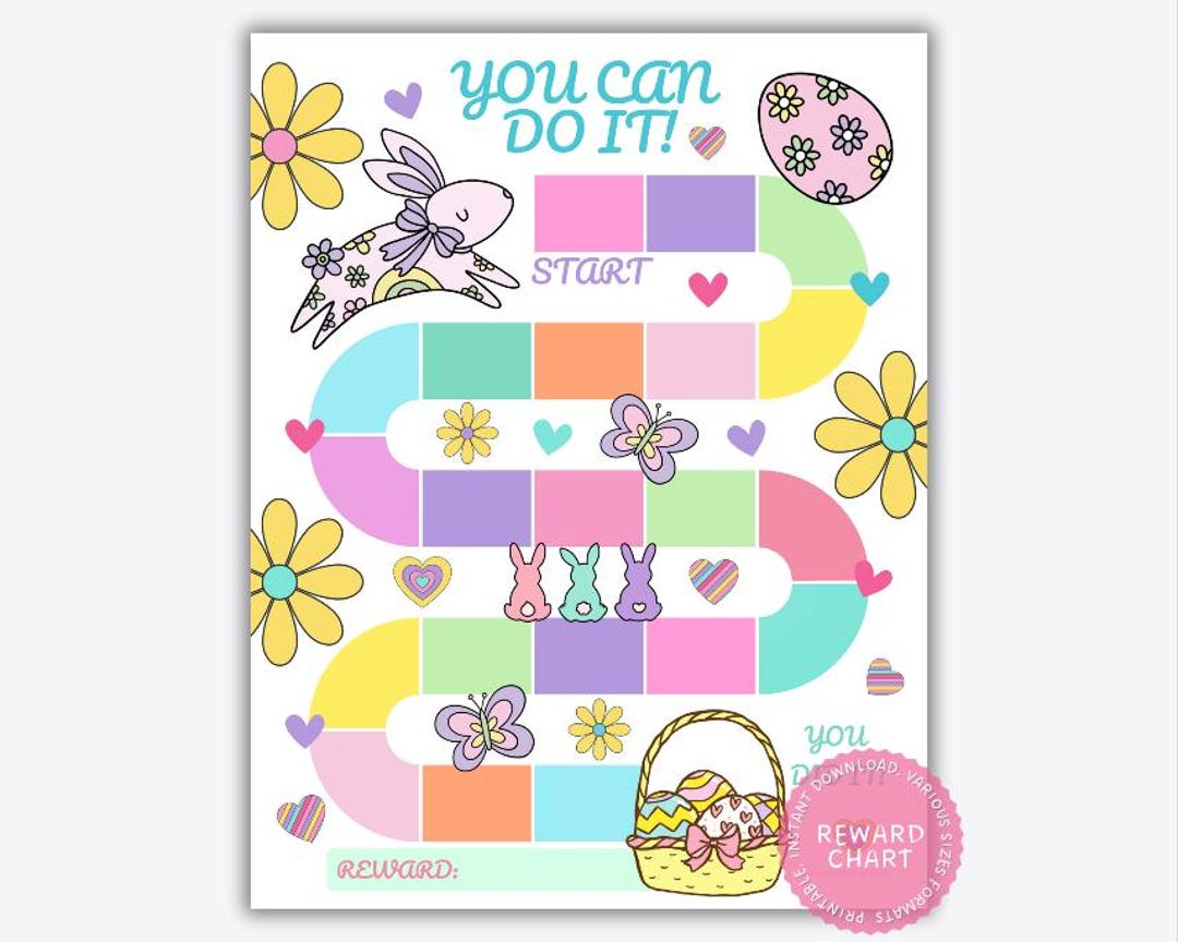 Easter Bunny Printable Reward Chart, Kids Behavior Chart Download ...