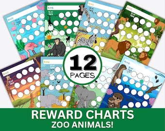 Reward Charts Animal Theme, Kids Behavior Charts, Motivational Reward ...