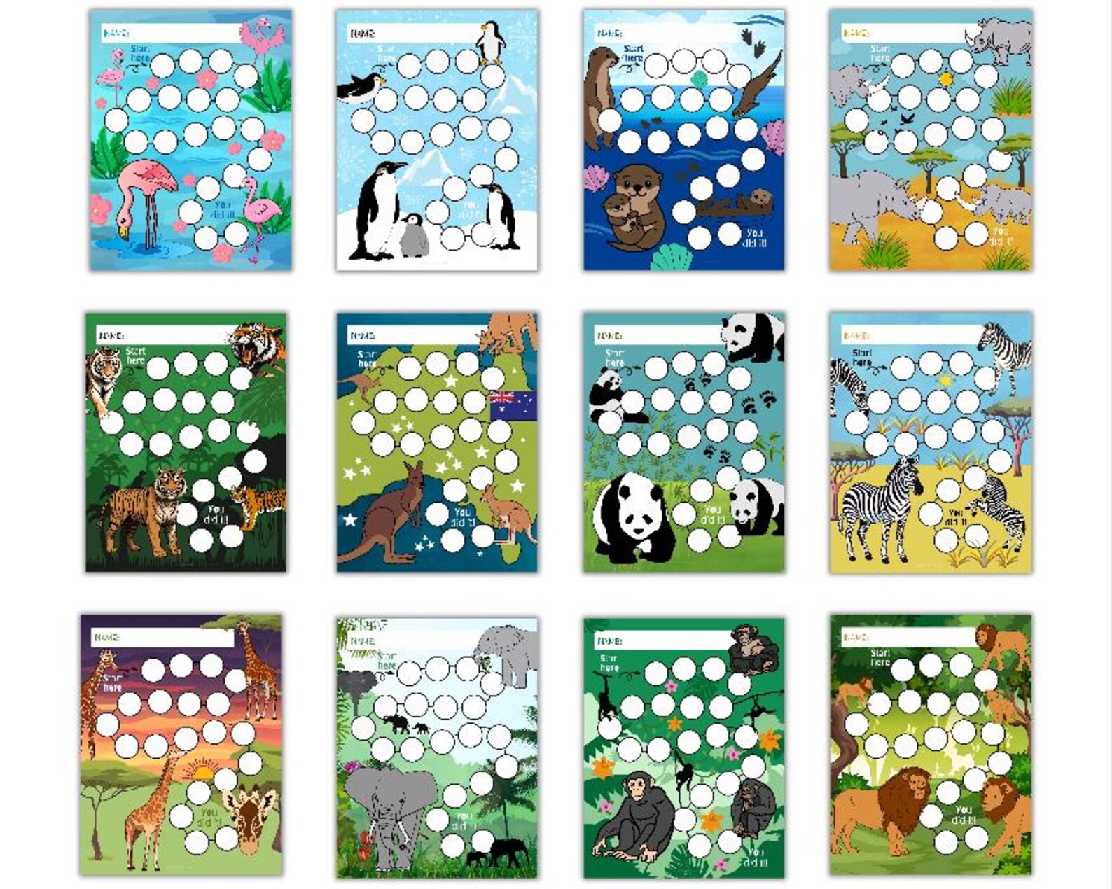 Printable Zoo Animal Reward Charts: Behavior, Potty Training (PDF) - Etsy