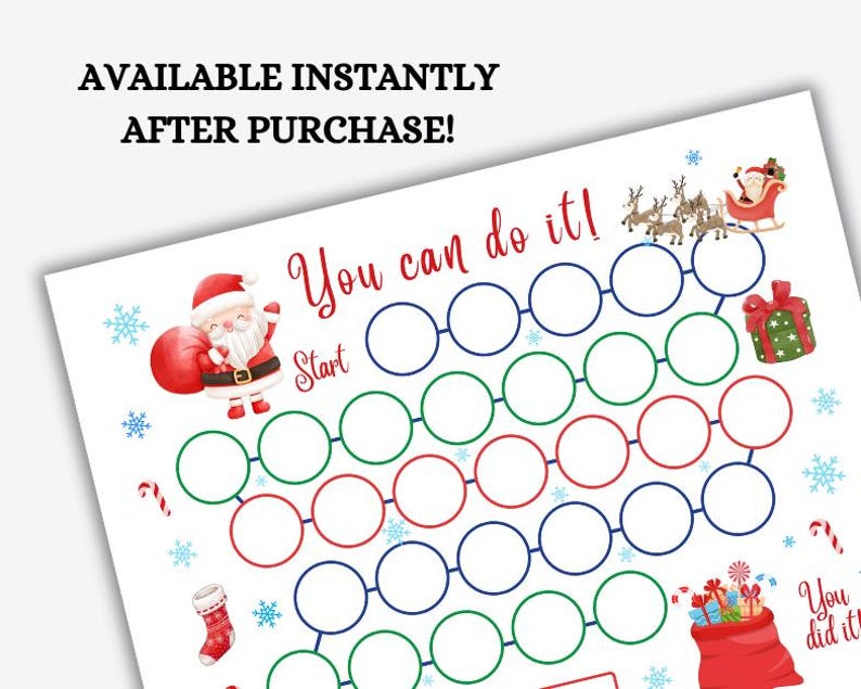 Christmas Reward Chart Printable: Santa Sticker Chart (PDF) - Etsy