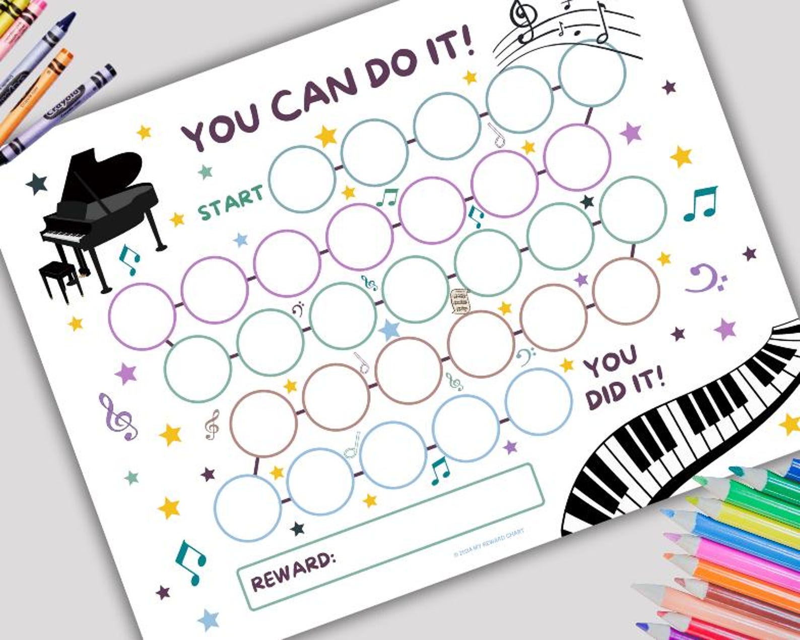 Printable Piano Practice Reward Chart (PDF, PNG, JPG) - Etsy