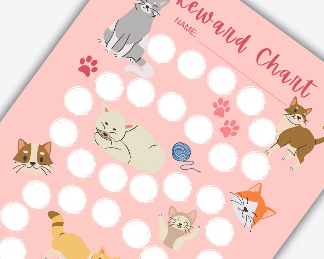 Cat Reward Chart, Printable Reward Chart, Printable Potty Chart for ... Cat Reward Chart, Printable Reward Chart, Printable Potty Chart for ...