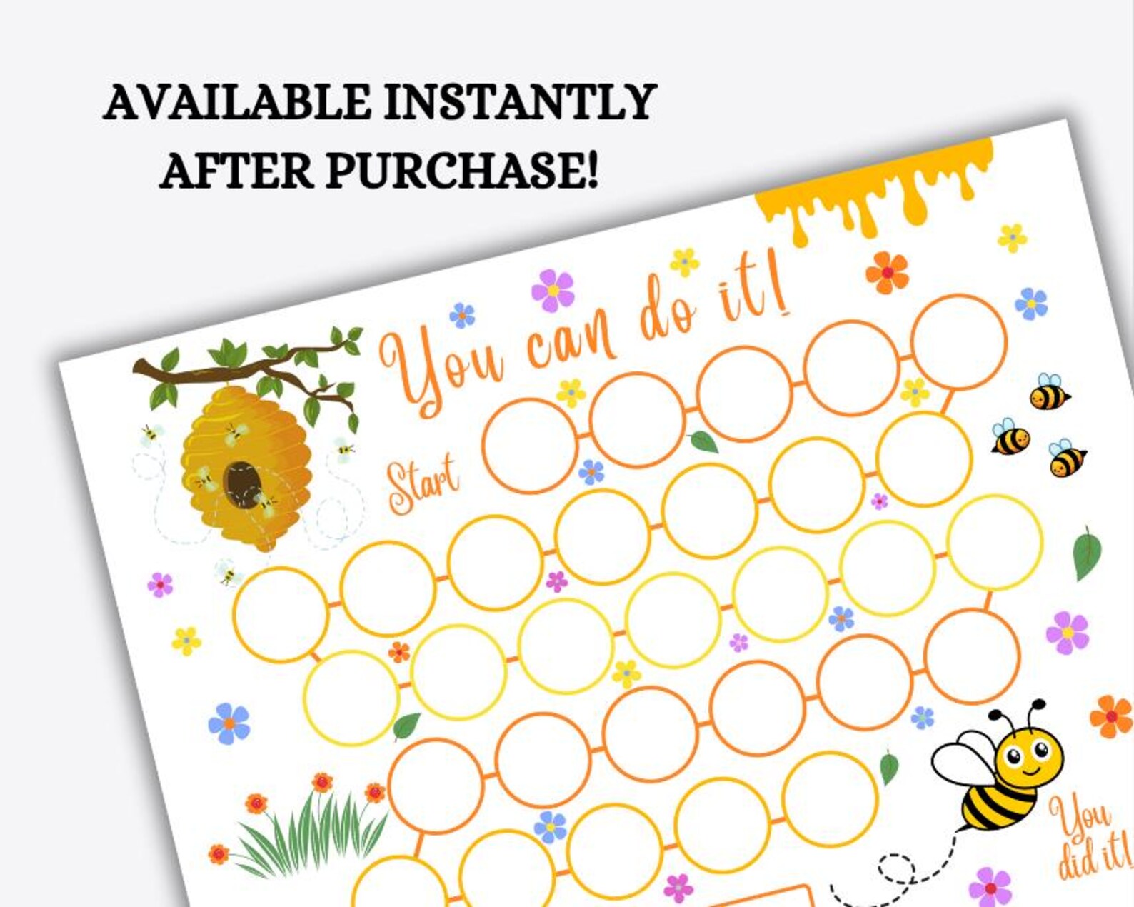 Printable Bee Reward Chart, Honey Bee Behavior Chart, Reward Chart Kids ...