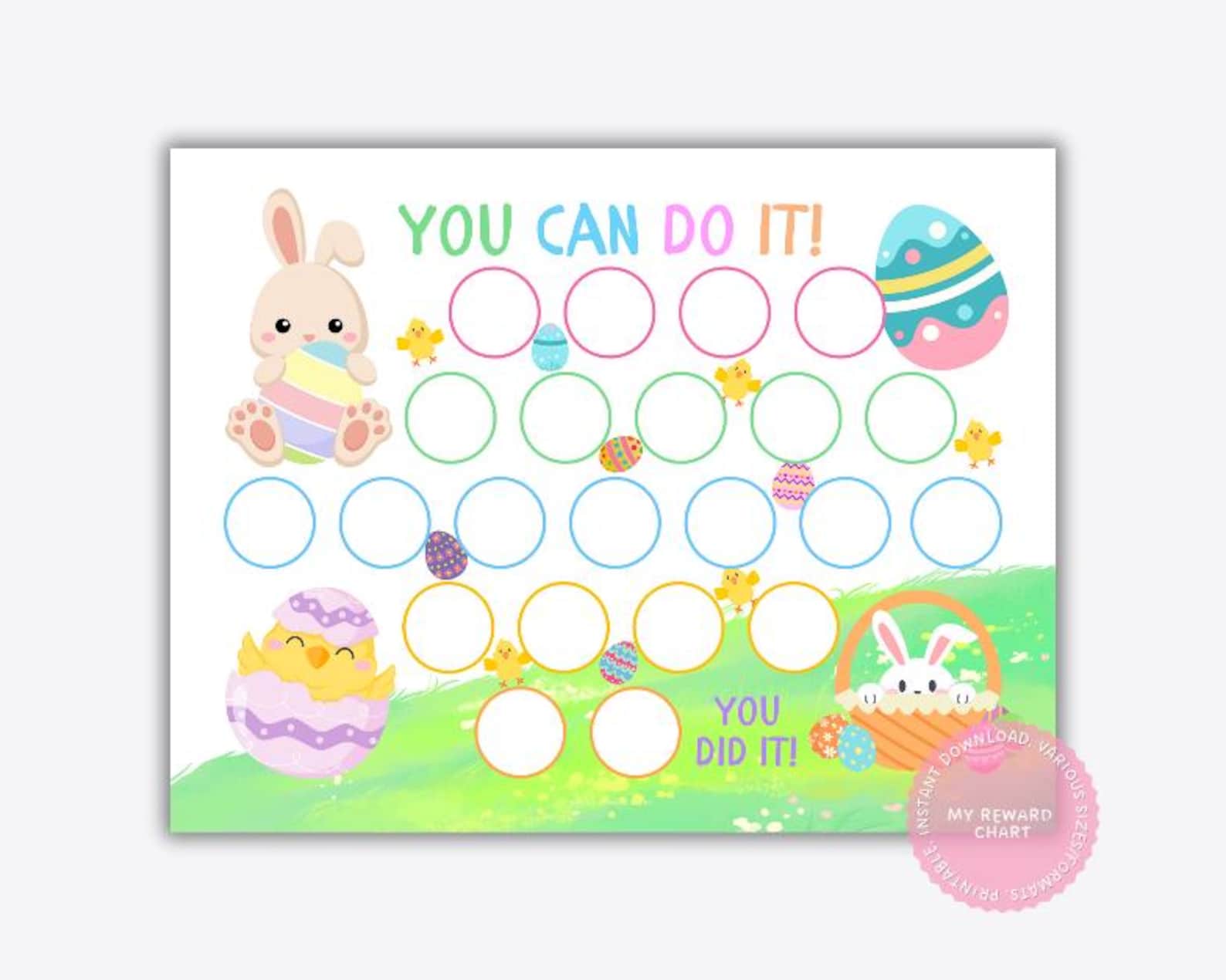 Printable Easter Bunny Reward Chart, Behavior Chart, Potty Training ...