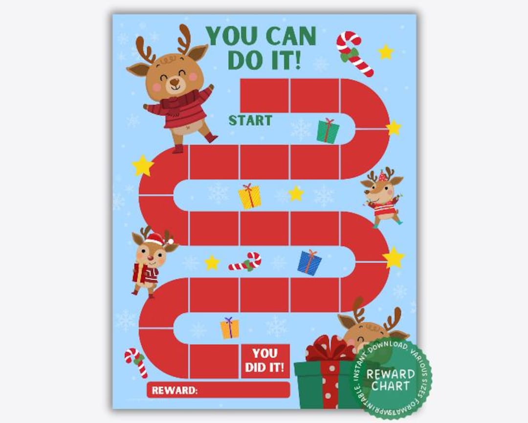 Christmas Reward Chart for Kids, Reindeer Sticker Chart, Behavior ...