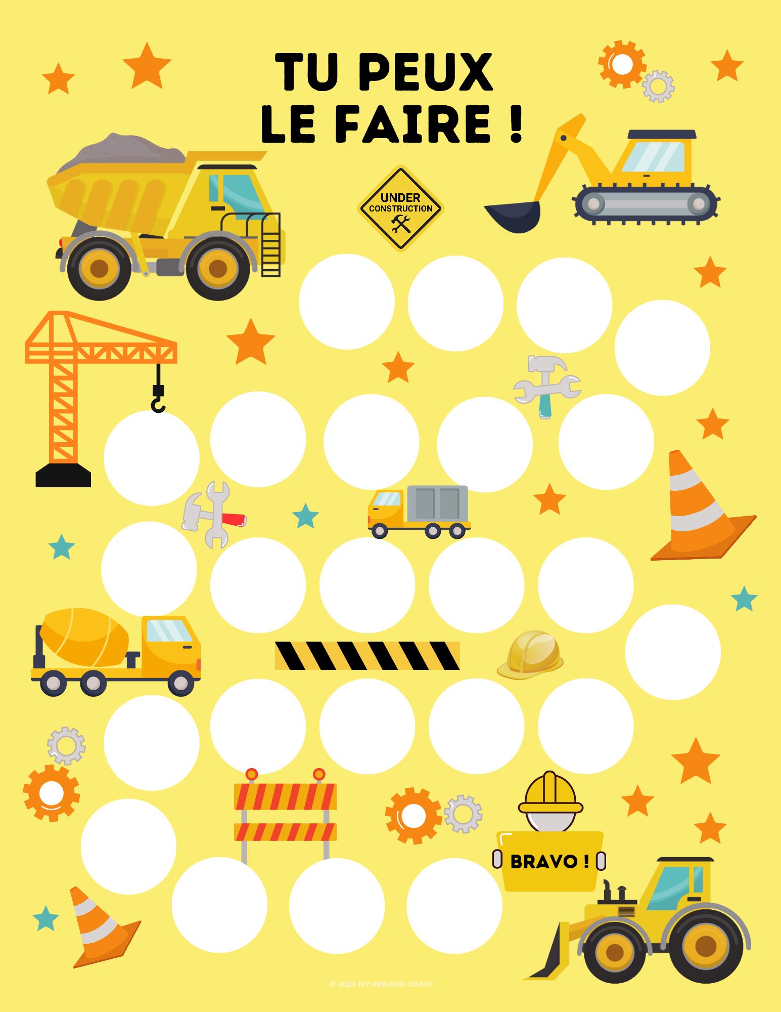 Construction Truck Reward Chart Printable, Potty Training Chart ...