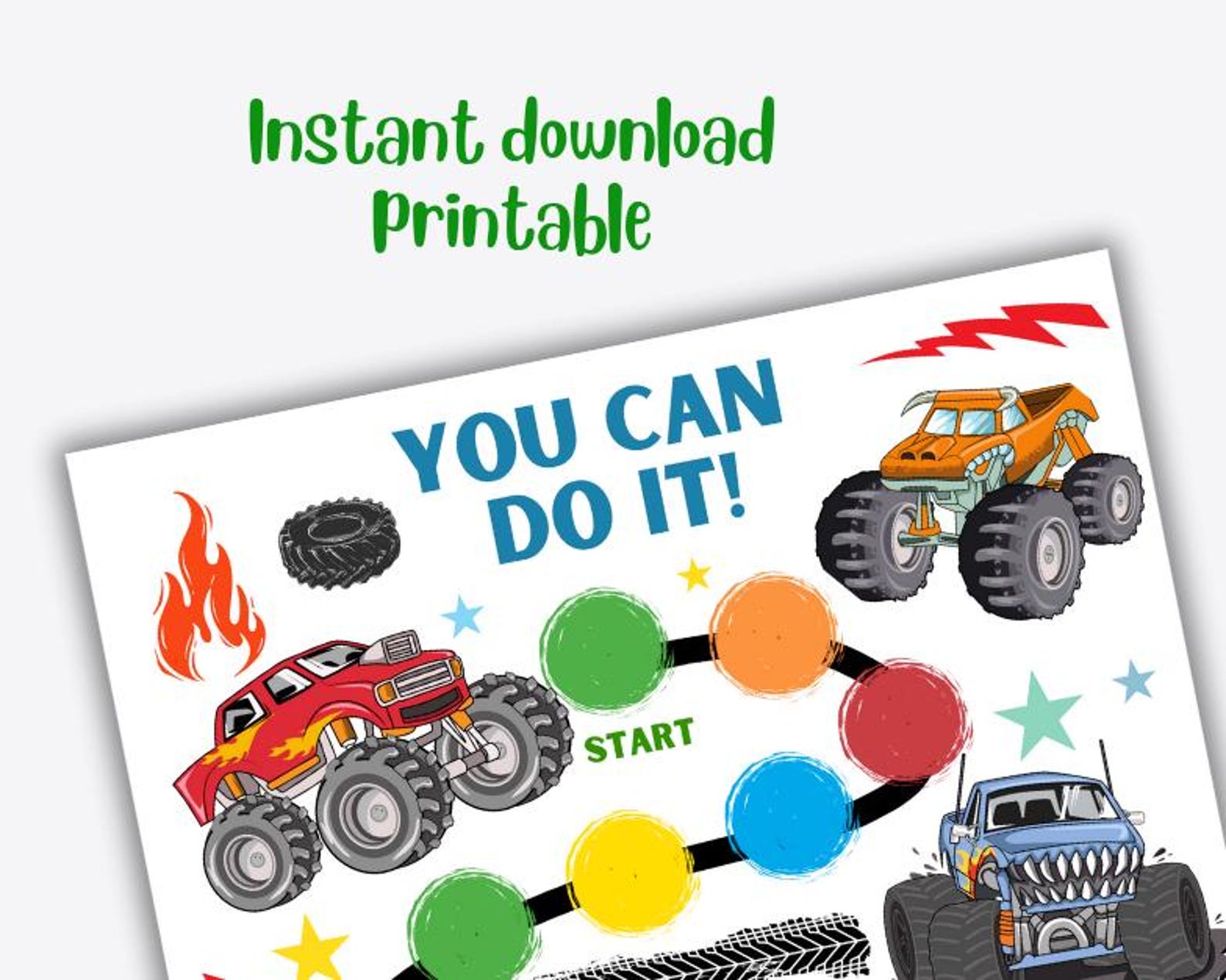 Monster Truck Reward Chart: Kids Behavior, Chore Chart (printable PDF ...