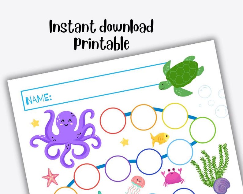 Ocean Reward Chart: Potty Training, Behavior Tracker (digital Download ...