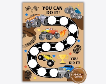 Printable Monster Truck Reward Chart Monster Truck Potty Chart Instant ...