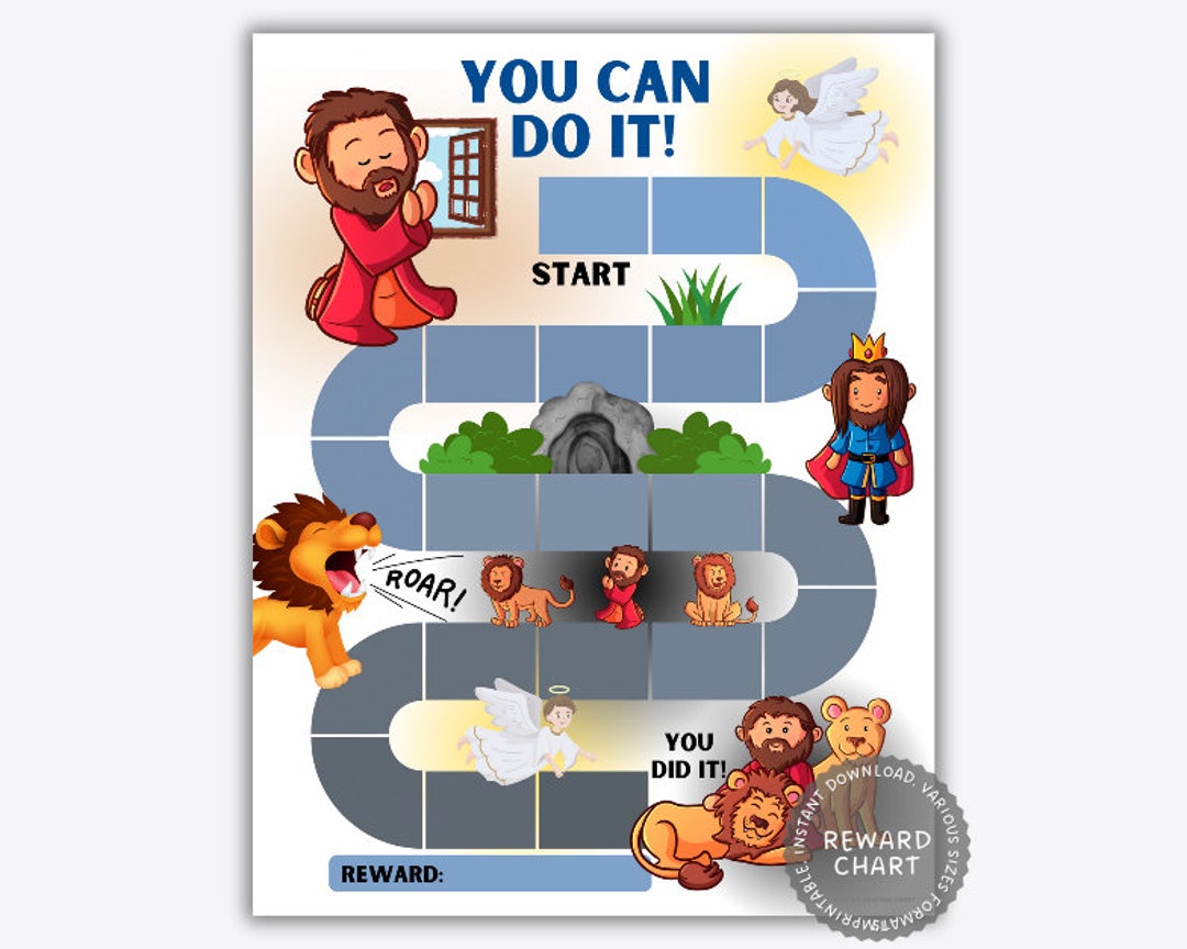 Daniel and the Lion's Den Reward Chart, Church School Sticker Chart for ...
