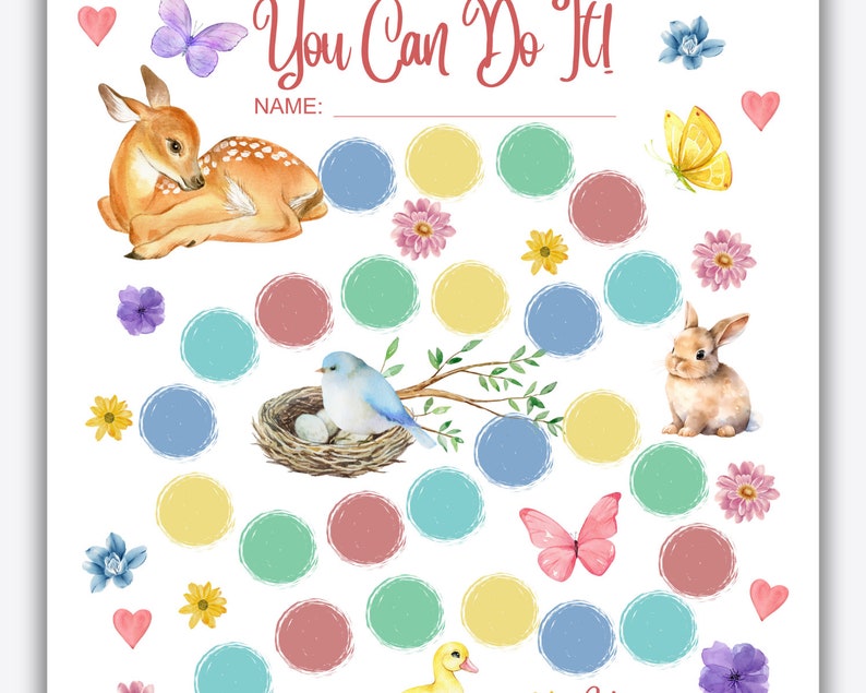 Reward Chart Printable, Kids Reward Chart, Spring Baby Animal Reward ...