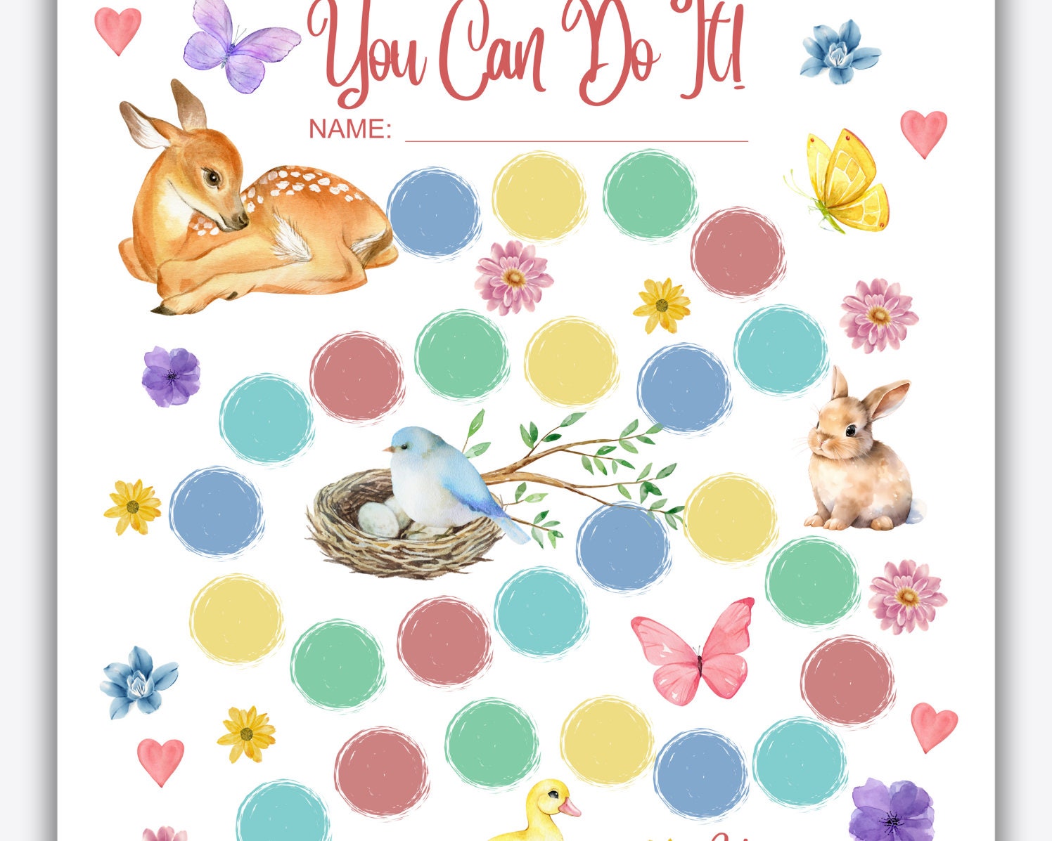 Reward Chart Printable, Kids Reward Chart, Spring Baby Animal Reward ...