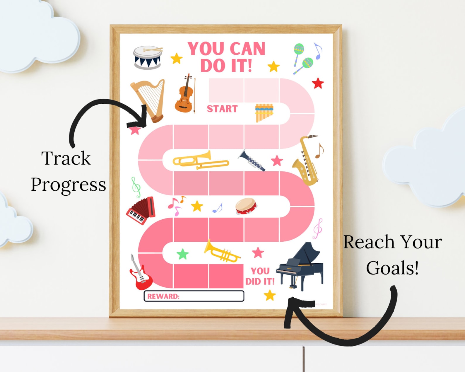 Printable Music Practice Chart, Kids Reward Chart, Instrument Reward ...