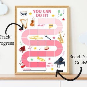 Printable Music Practice Chart, Kids Reward Chart, Instrument Reward ...
