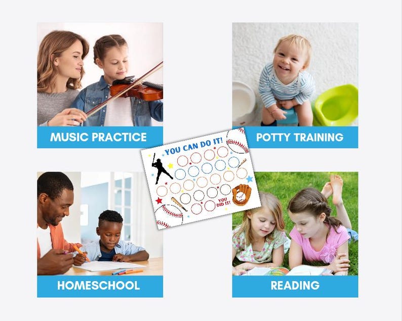 Baseball Reward Chart for Kids: Behavior & Potty Training (PDF, JPG ...