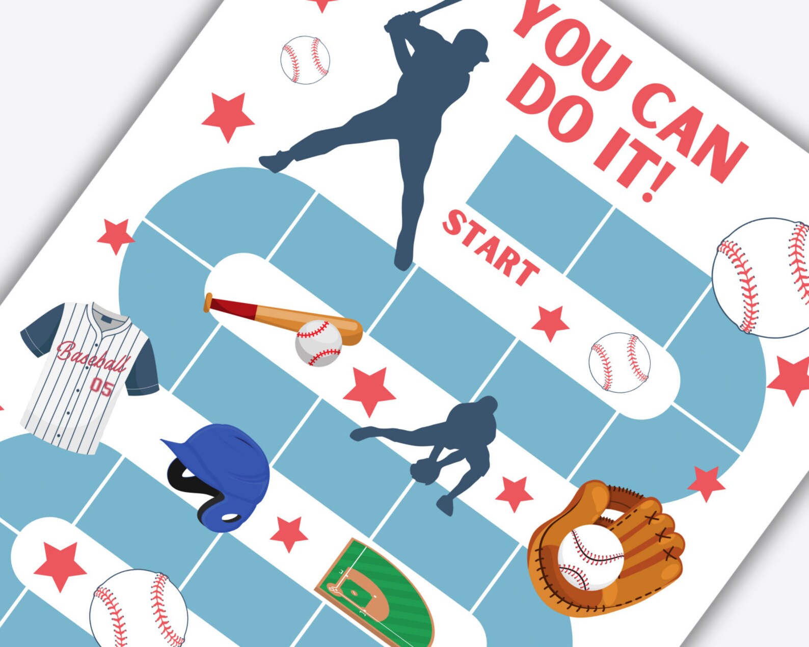 Printable Sports Reward Chart for Kids, Baseball Reward Chart, Boys ...