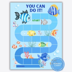 Fish Reward Chart Kids Printable, Ocean Sticker Chart, Sea Creature ...