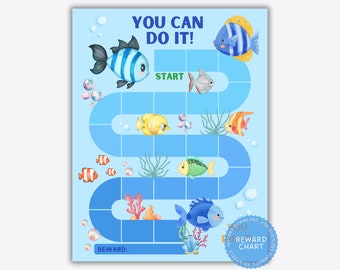 Printable Sticker Chart, Under the Sea Kids Decor, Behavior Chart for ...
