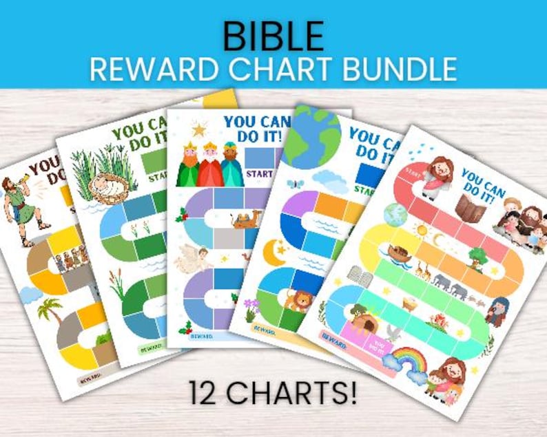 Bible Reward Chart Bundle, Printable Christian Kids Sticker Charts ...