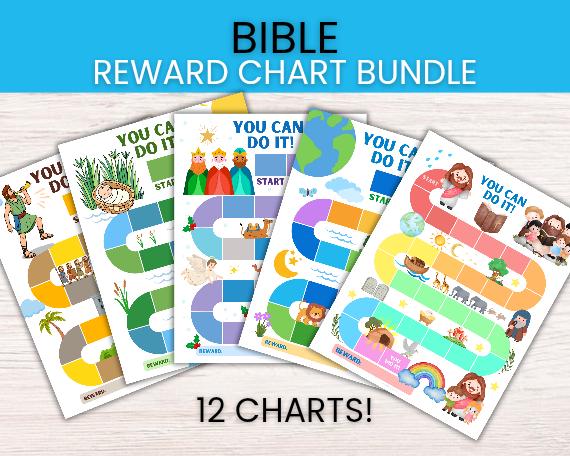 Bible Reward Chart Bundle, Printable Christian Kids Sticker Charts ...