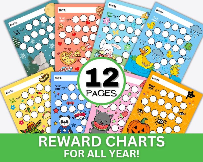 Printable Reward Chart Bundle: Sticker Chart, Good Behavior, Goals ...