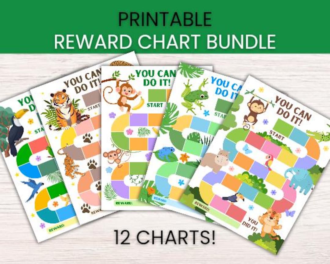 Jungle Animal Reward Chart Bundle | Printable Toddler, Potty, and ...
