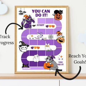 Halloween Cat Reward Chart, Printable Kids Reward Chart, Cat Sticker ...
