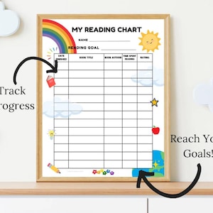 Kids Printable Reading Chart, Book Log, Chart, Rainbow Reading Chart ...