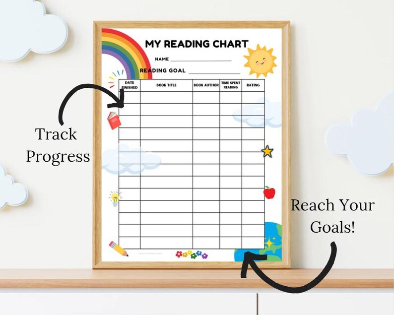 Kids Rainbow Reading Chart: Book Log, Summer Challenge (PDF, PNG, JPG ...