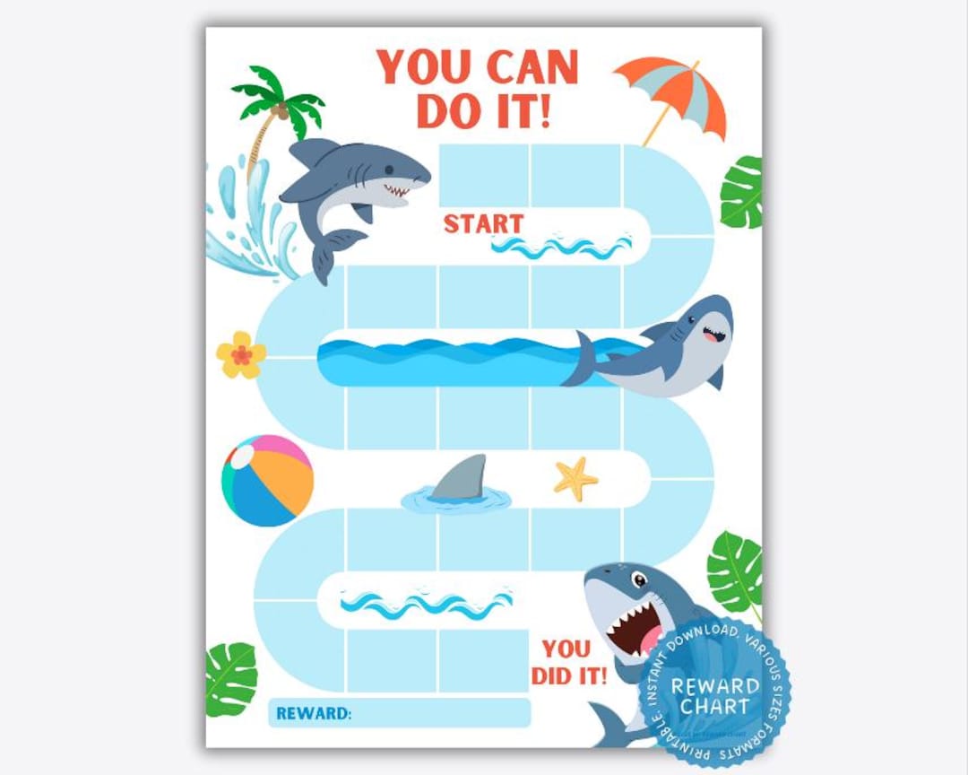 Shark Sticker Chart, Summer Reward Chart, Toddler Behavior Chart ...
