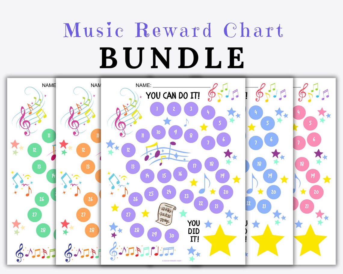 Printable Music Reward Charts, Music Practice Chart, Kids Reward Chart ...