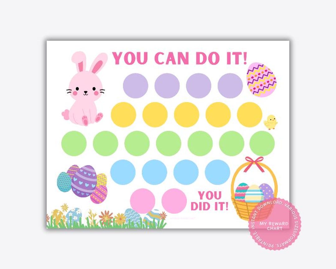 Printable Easter Bunny Reward Chart: Kids Behavior Tracker (PDF, JPG ...
