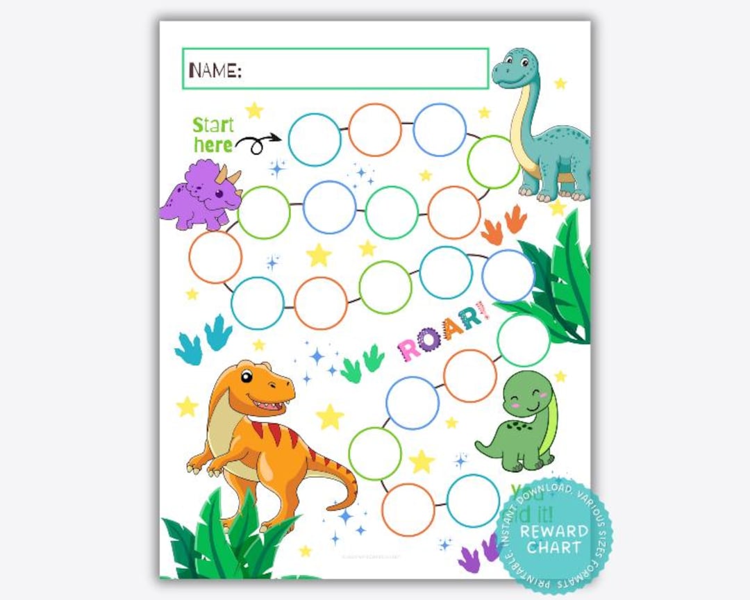 Dinosaur Potty Training Chart for Toddlers – Dino Sticker Reward Chart ...