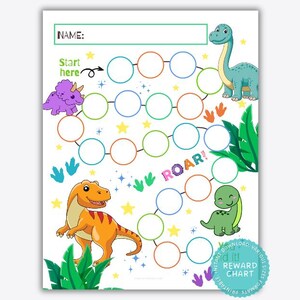 Dinosaur Potty Training Chart for Toddlers – Dino Sticker Reward Chart ...