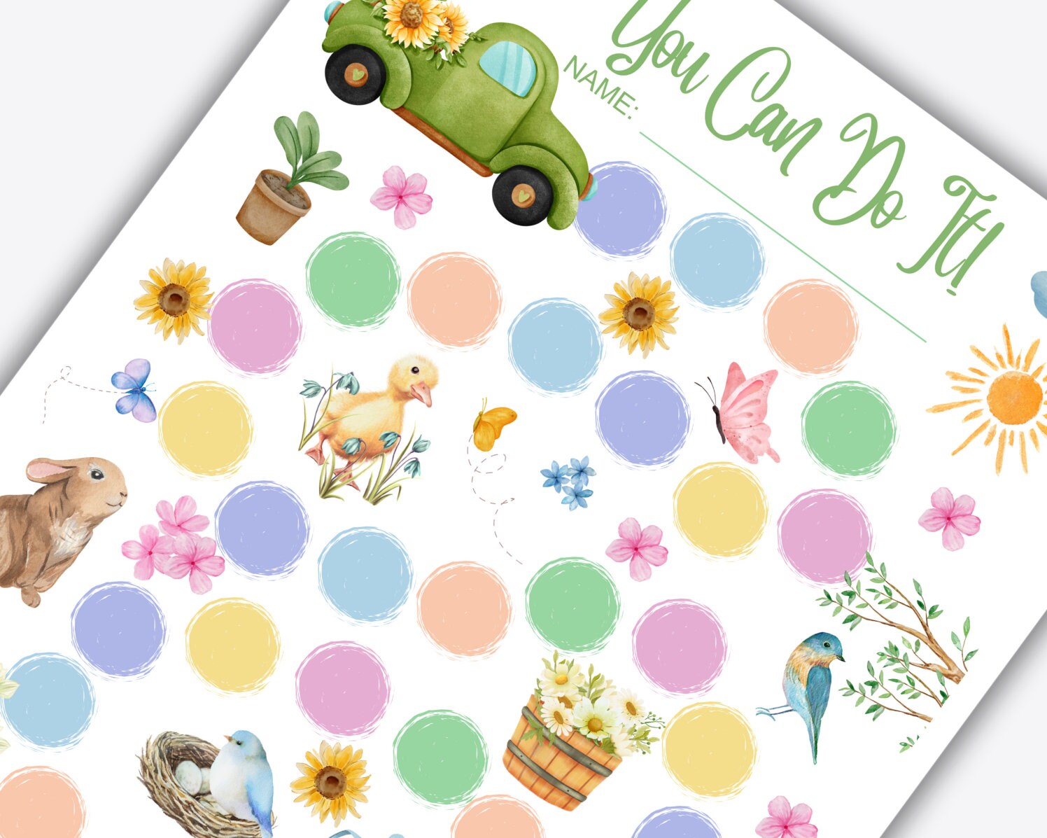Spring Flower Reward Chart: Kids Printable Sticker Chart (PDF) - Etsy