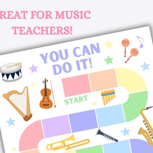 Printable Music Practice Chart, Rainbow Music Practice Chart, Kids ...
