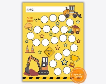 Printable Reward Chart, Digger Reward Chart, Instant Digital Download ...