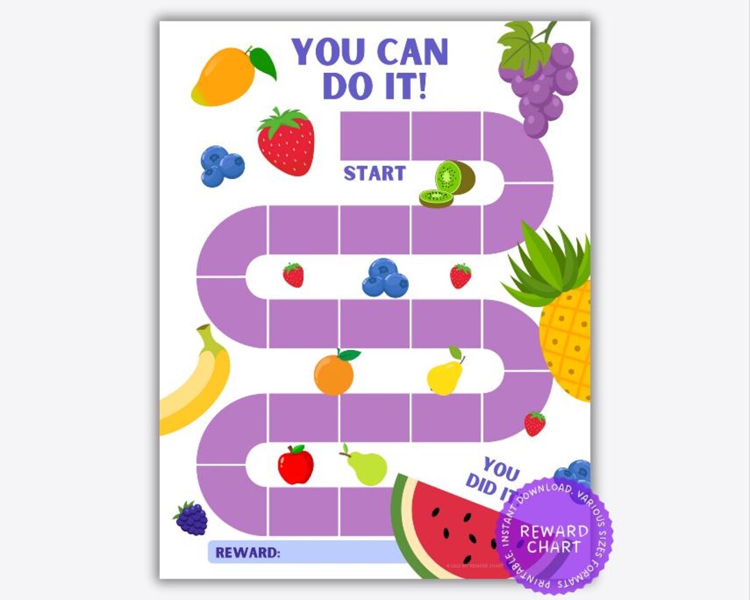 Fruit Reward Chart: Kids Habit Tracker, Potty Training (PDF, PNG, JPG ...