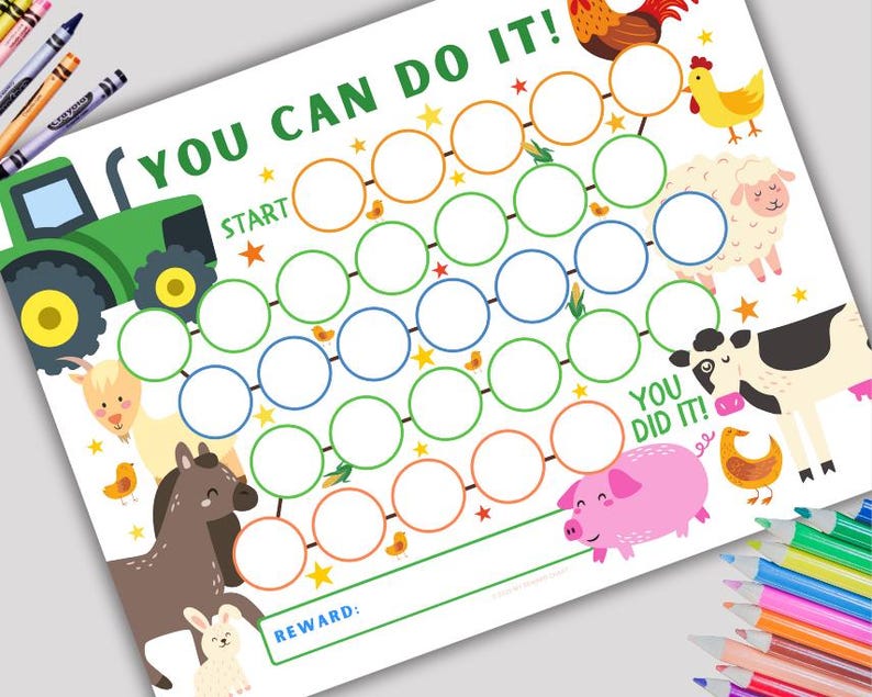 Farm Animal Reward Chart: Kids Printable Behavior Tracker (PDF) - Etsy