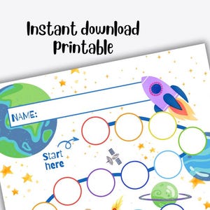 Outer Space Reward Chart for Kids – Printable Sticker Chart, Behavior ...