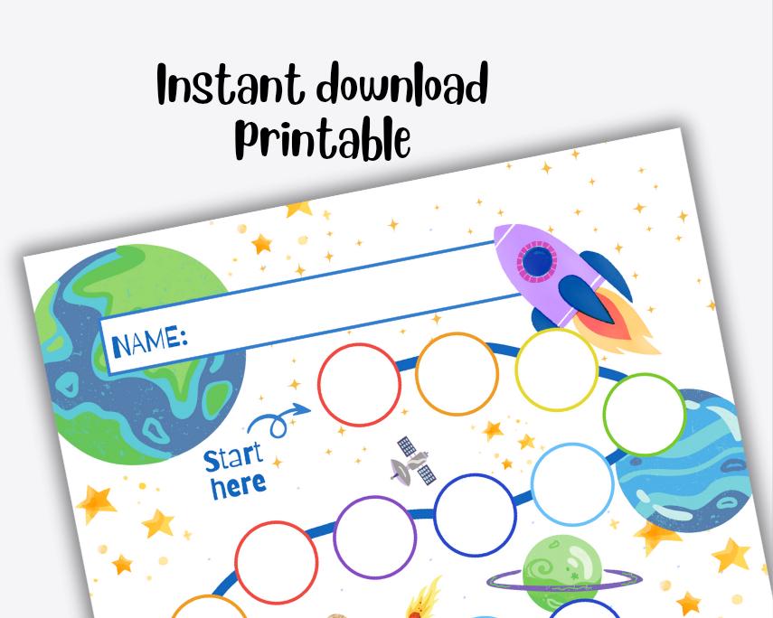 Outer Space Reward Chart for Kids – Printable Sticker Chart, Behavior ...