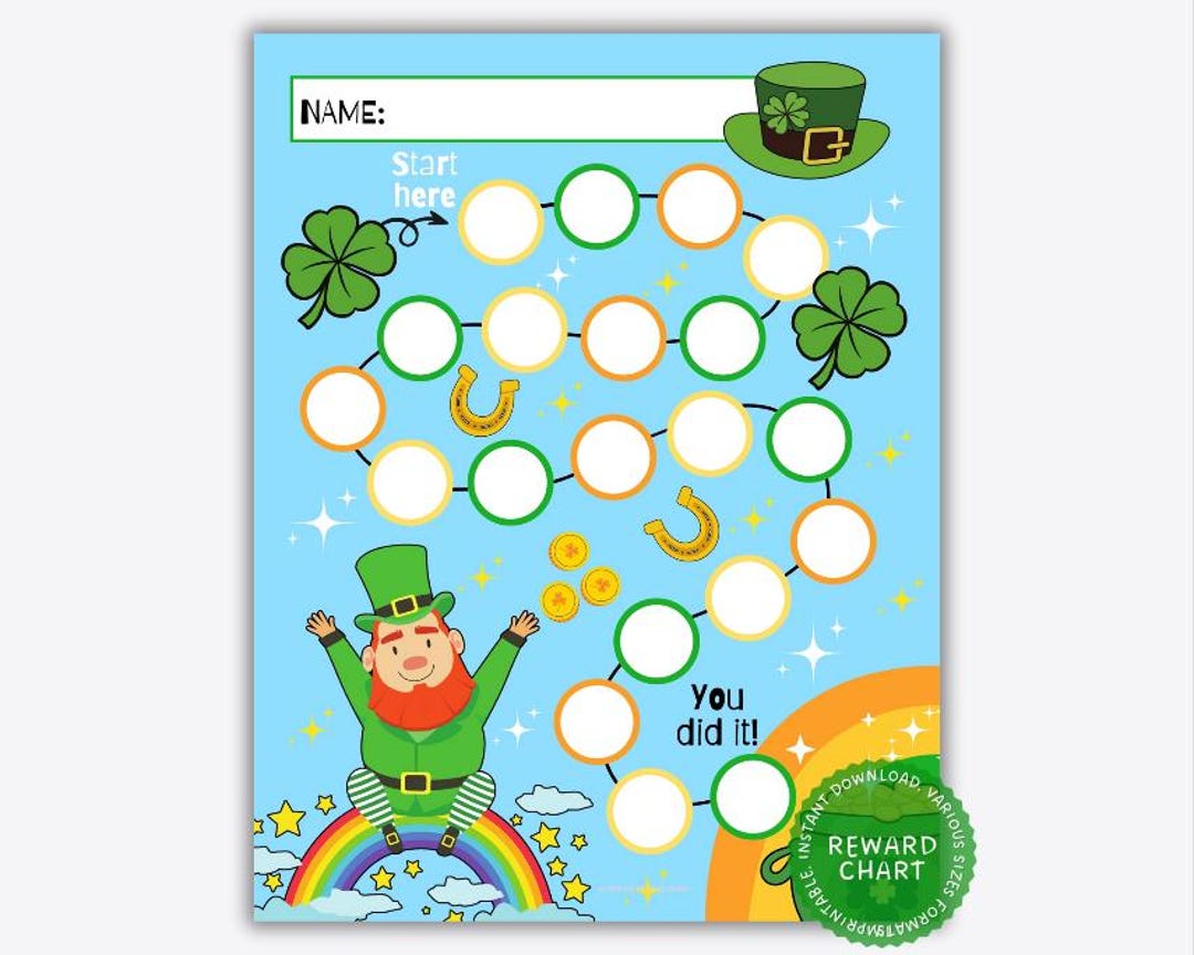 Leprechaun Reward Chart: St. Patrick's Day Kids Activity (PDF) - Etsy