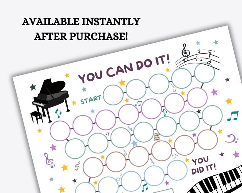 Printable Piano Practice Reward Chart (PDF, PNG, JPG) - Etsy