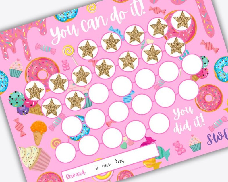 Candy Reward Chart: Chore & Potty Training for Girls (PDF, PNG, JPG) - Etsy