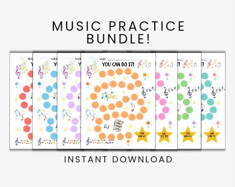 Music Practice Reward Chart Bundle | Printable Piano & Violin Practice ...