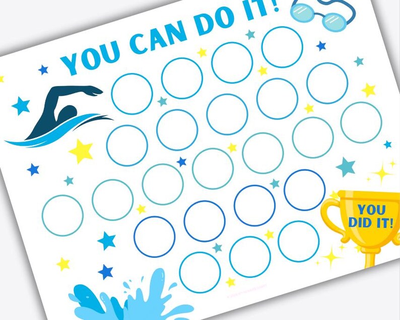 Swimming Reward Chart: Pool Theme, Kids Behavior Tracker (printable PDF ...