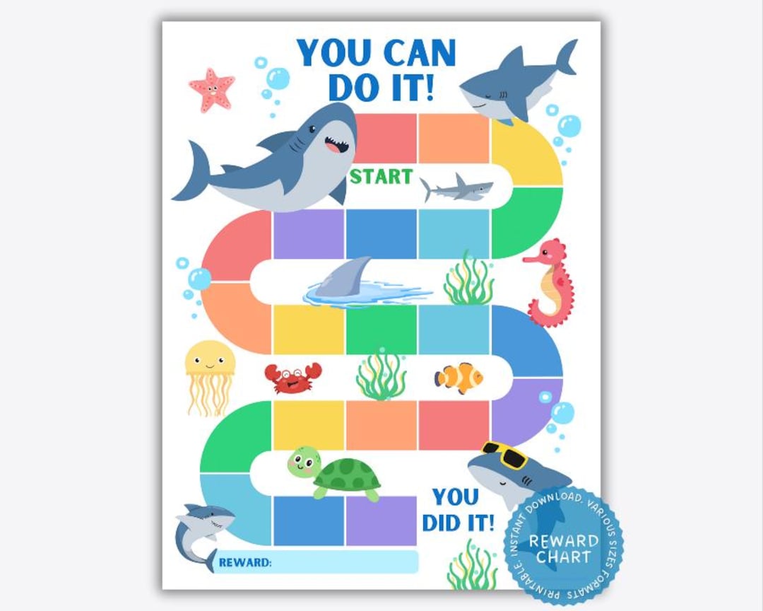 Shark Reward Chart, Sticker Chart, Habit Tracker, Behavior Chart, Potty ...
