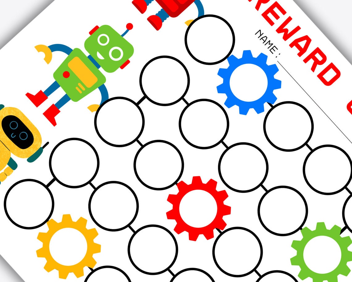 Printable Robot Reward Chart for Boys: Potty Training, Behavior ...