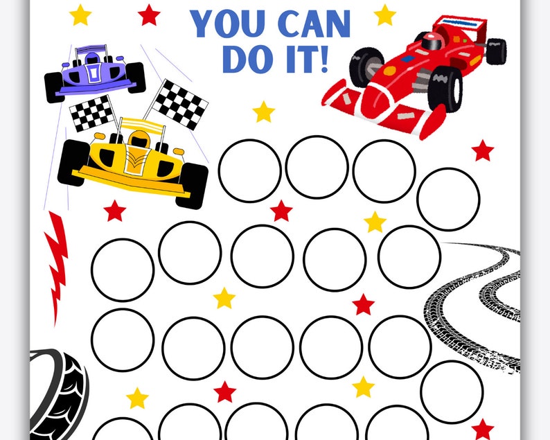 Racecar Reward Chart, Reward Chart Cars, Printable, Printable Racing ...