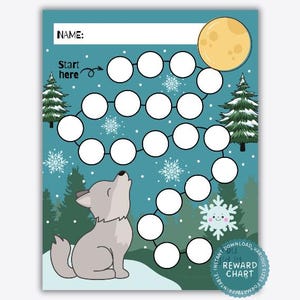 Wolf Reward Chart, Sticker Chart, Printable Reward Chart for Kids ...